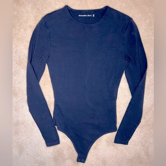 Abercrombie & Fitch | Tops | Abercrombie Fitch Cotton Seamless Bodysuit In A Navy Blue In A Size ...